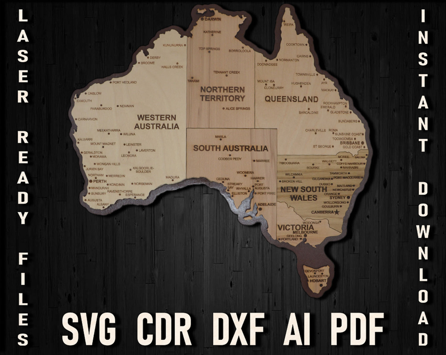 Australia Map Laser Cutting Svg File