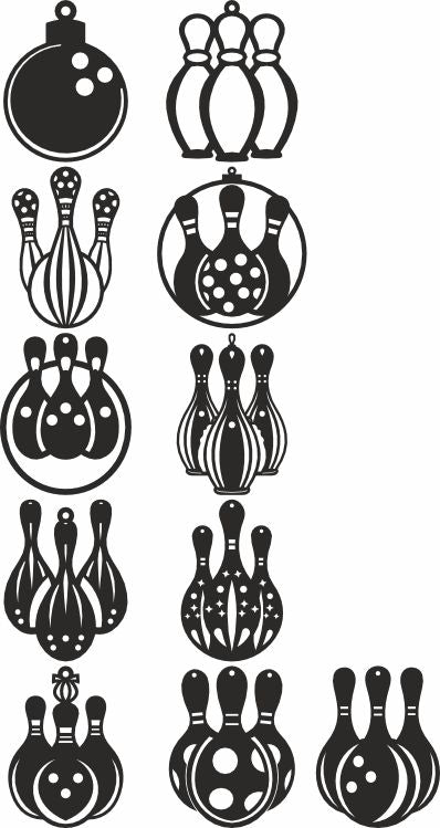 Bowling Christmas SVG Bundle – Laser Cut Ornaments