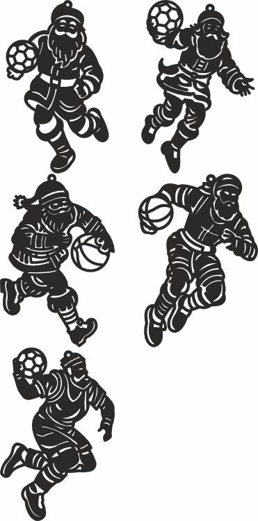 Santa Handball Christmas SVG Laser-Ready Ornaments