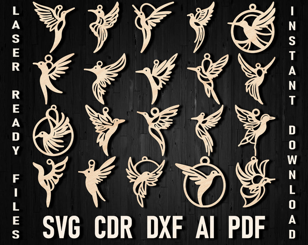 Laser-Ready Hummingbird Earrings SVG Bundle