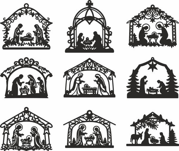 Nativity Scene Laser Cut Svg Ornaments
