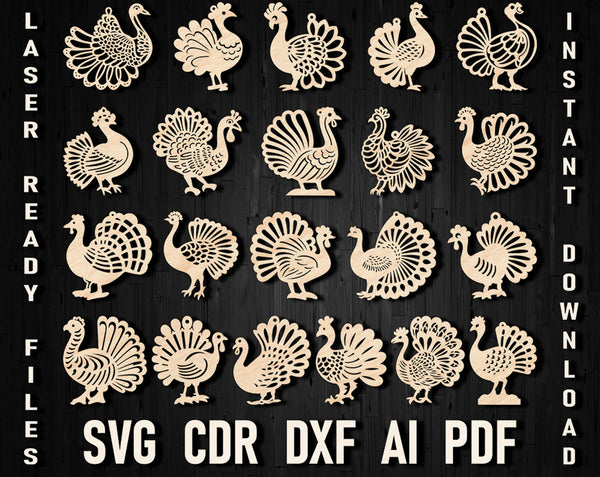 Turkey Thanksgiving & Christmas Laser Cut SVG Bundle
