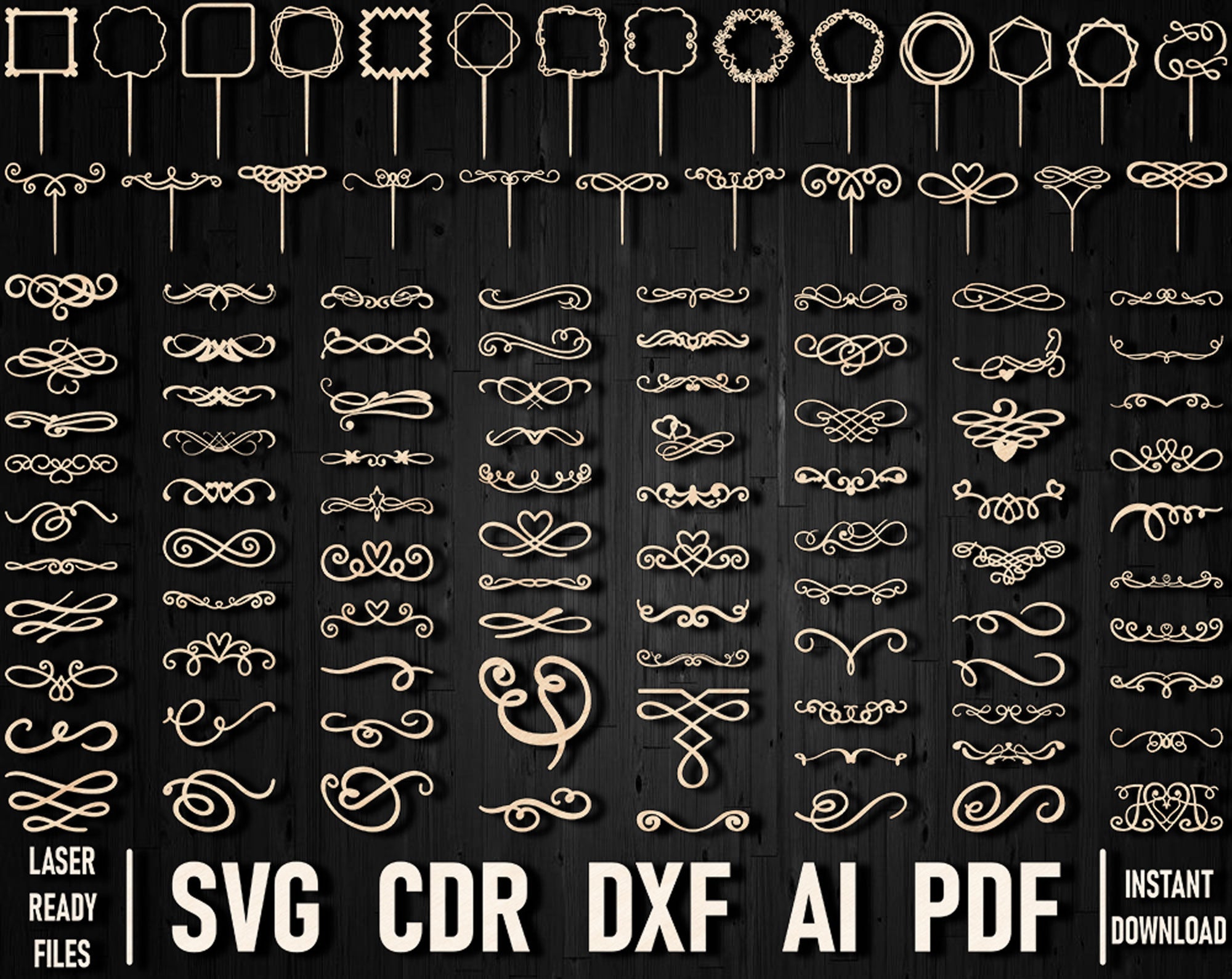 Svg Cake Topper Elements For Laser Cutting