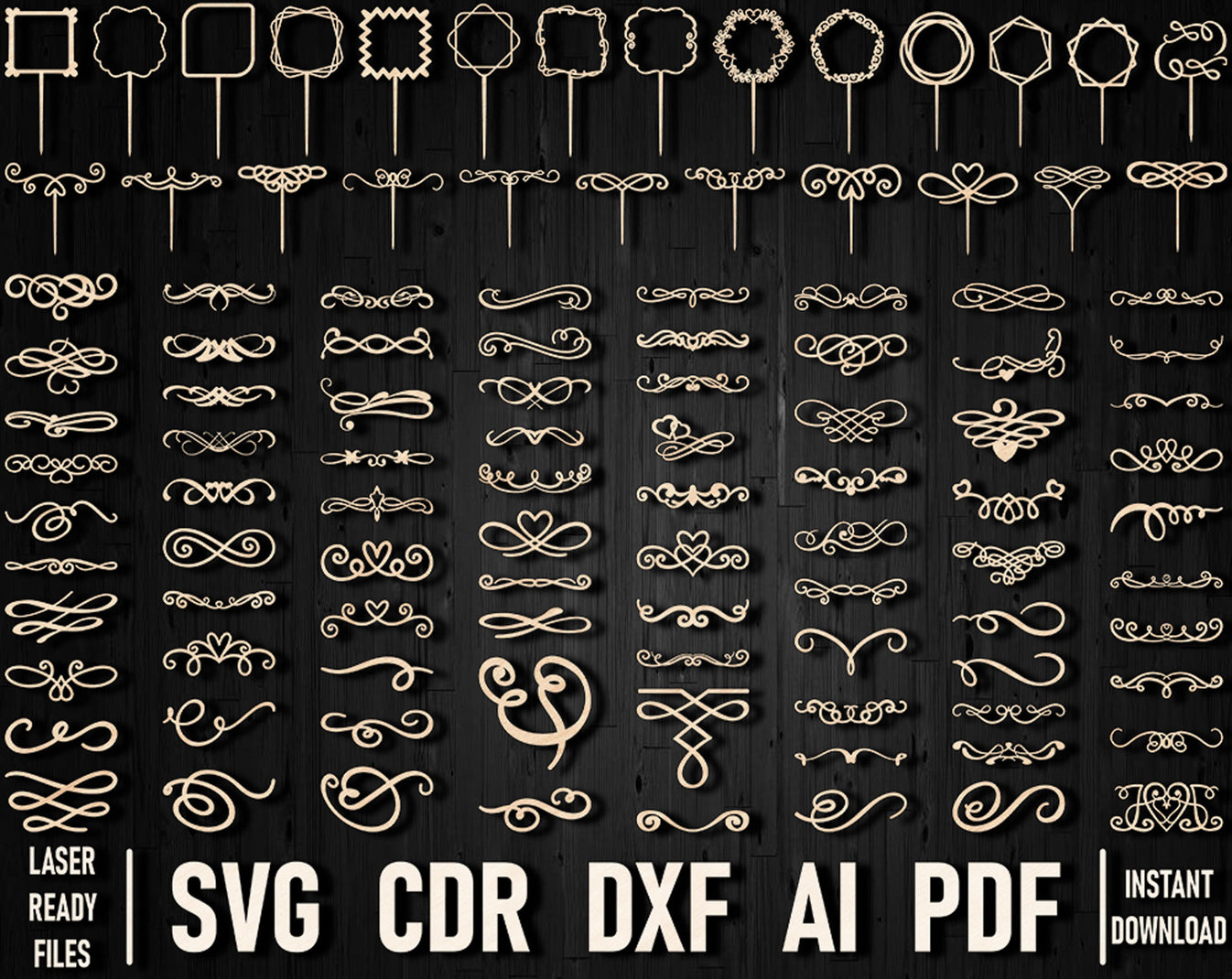 Svg Cake Topper Elements For Laser Cutting
