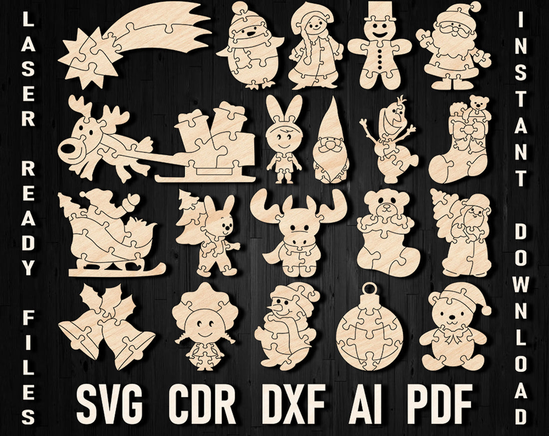 Christmas Jigsaw Puzzles For Laser Cutting