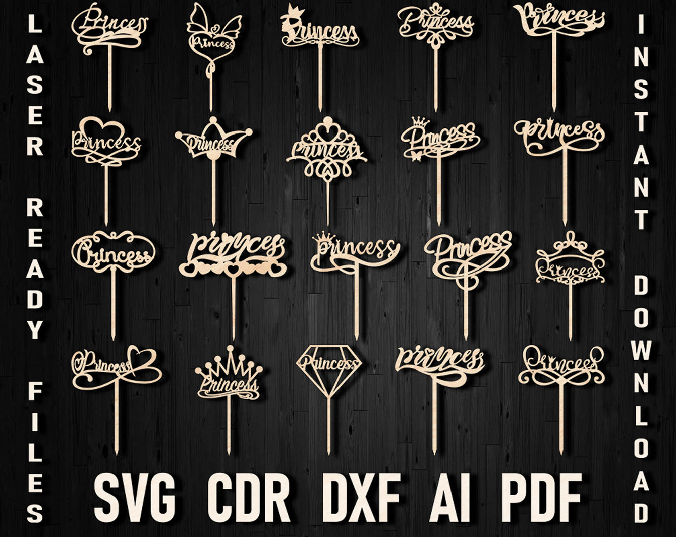 Princess Cake Topper Svg