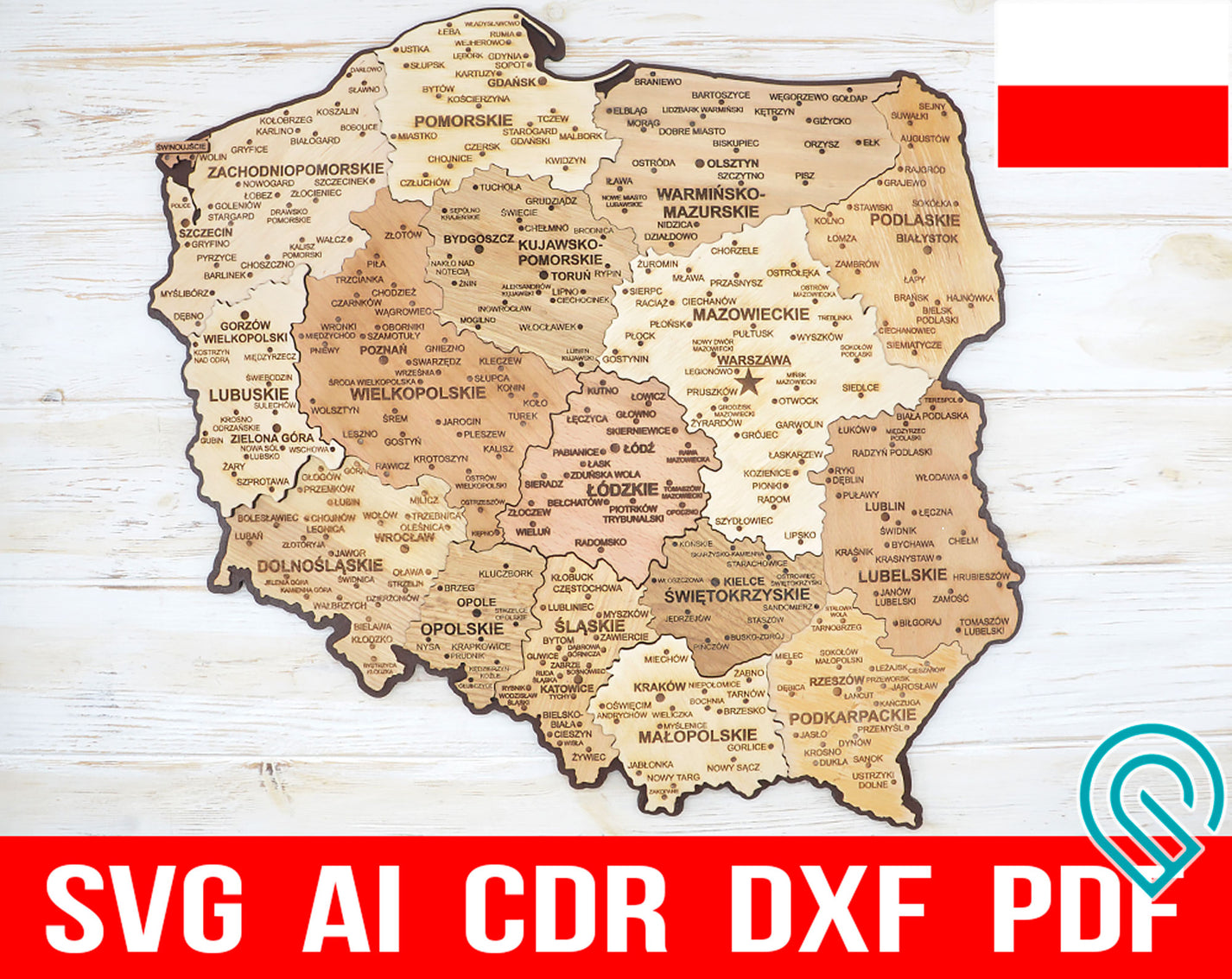 Poland Map Svg File For Laser Cutting And Engraving