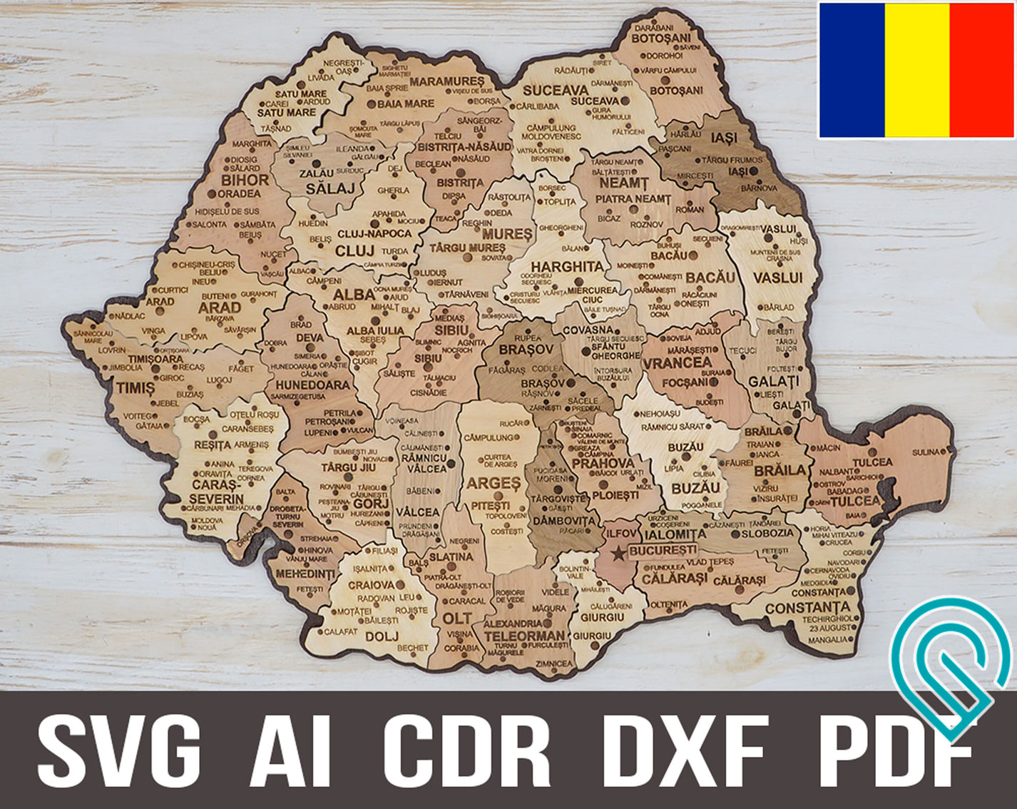 Romania Map Svg Puzzle For Laser Cutting