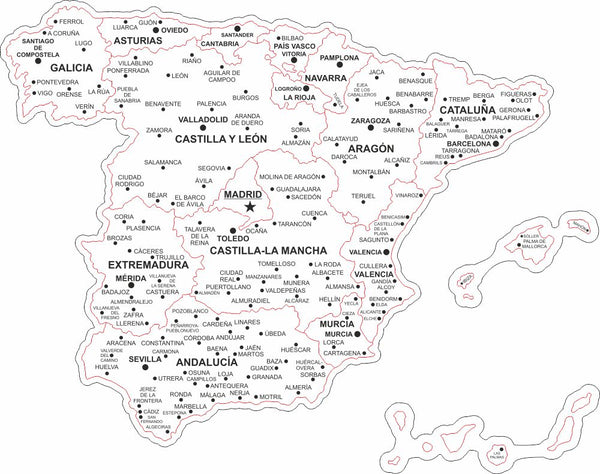 Spain Map Svg File For Laser And Glowforge
