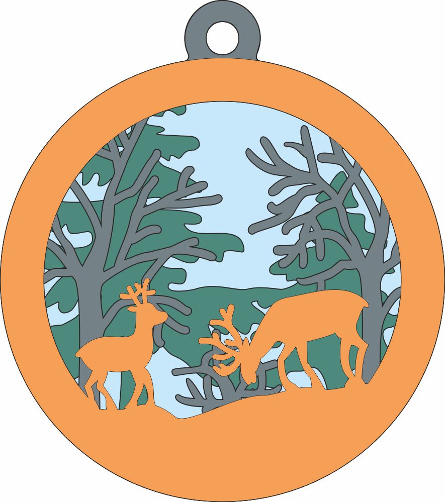 Christmas Deer Scene Svg Cutting Files
